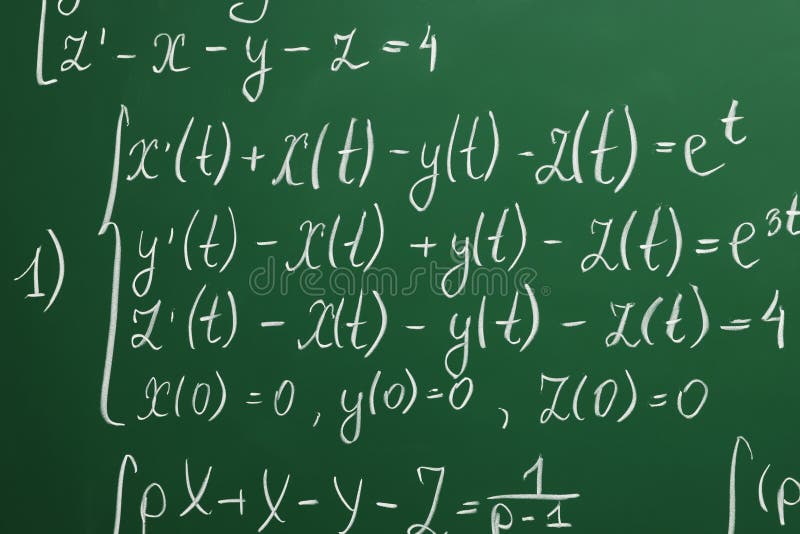 Many Different Math Formulas Written on Chalkboard Stock Image - Image ...