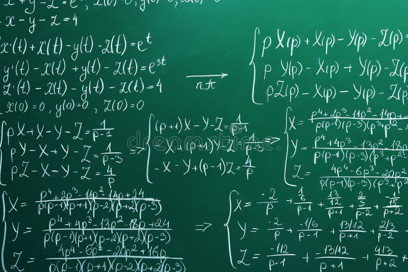 Many Different Math Formulas Written on Chalkboard Stock Photo - Image ...
