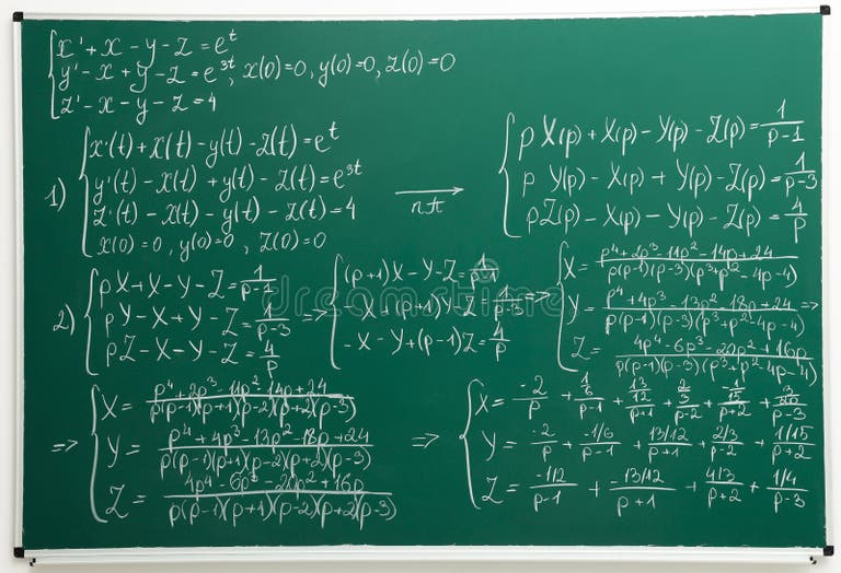 Many Different Math Formulas Written on Chalkboard Stock Image - Image ...