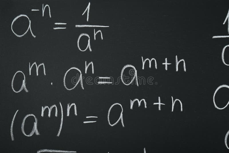 Many Different Math Formulas Written on Chalkboard, Closeup Stock Photo ...