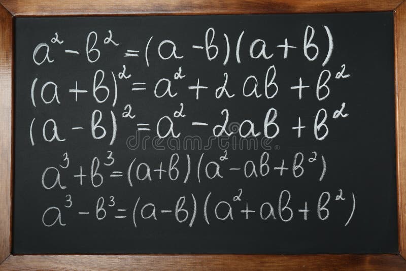 Many Different Math Formulas Written on Chalkboard, Closeup Stock Photo ...