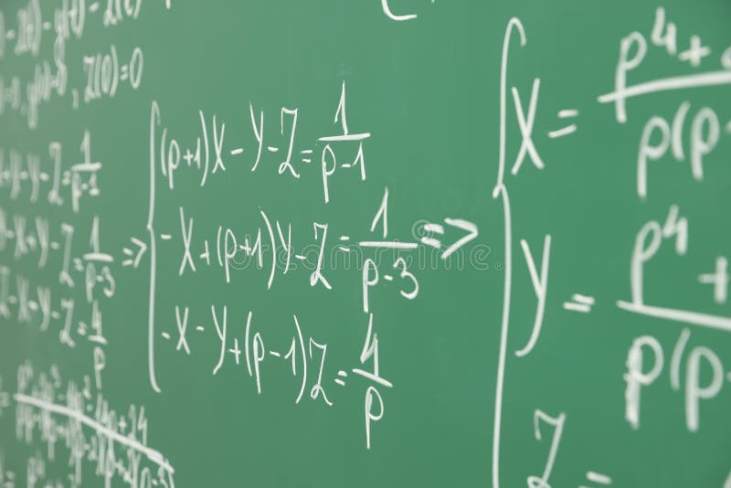 Many Different Math Formulas Written on Chalkboard, Closeup Stock Image ...