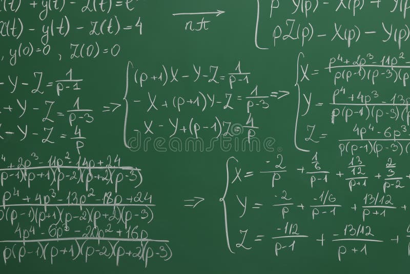 Many Different Math Formulas Written on Chalkboard Stock Image - Image ...