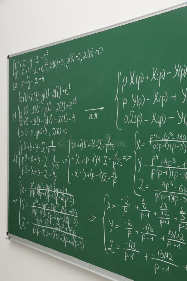 Many Different Math Formulas Written on Chalkboard Stock Photo - Image ...