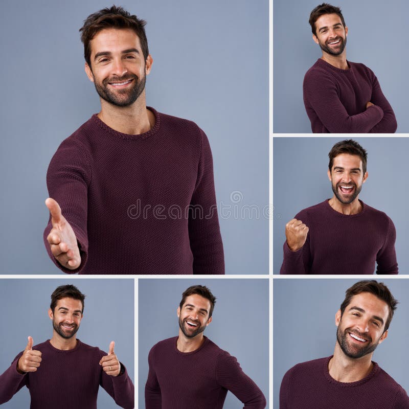 So Many Different Moods. Composite Shot of a Young Man Expressing ...