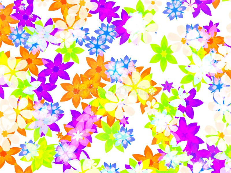 Many Different Multicolored Open Flowers Background Stock Illustration ...
