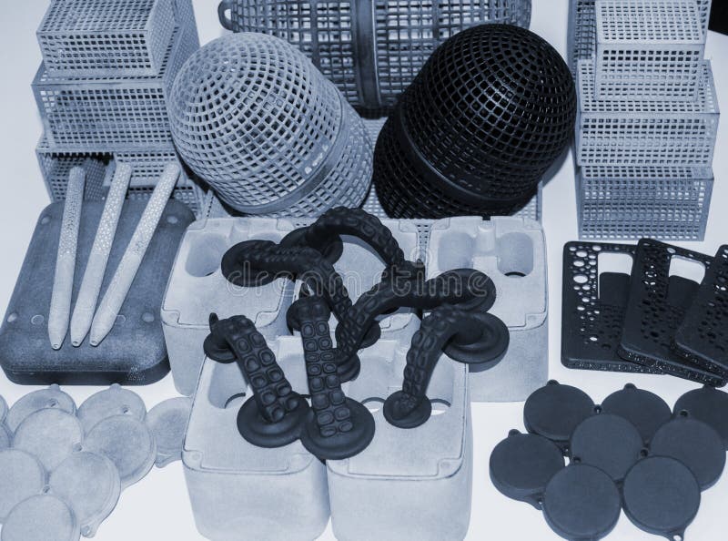 Many Different Objects Printed on 3D Printer from Powder Polyamide ...