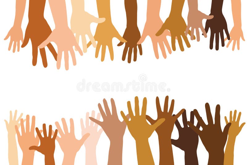 Many Different Open Hands Together As a Team Stock Illustration ...