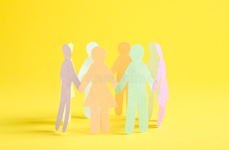 Paper Human Figures Making Circle on White, Banner Design. Diversity ...