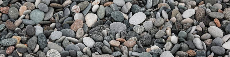 Many Different Pebbles As Background, Top View. Banner Design Stock ...