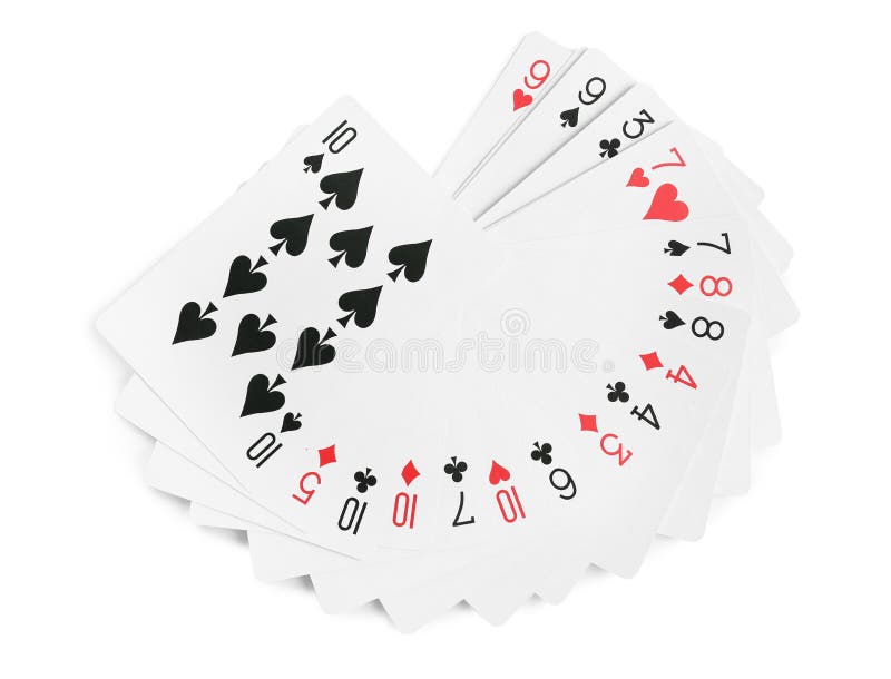 Many Different Playing Cards on White Background, Top View Stock Photo ...