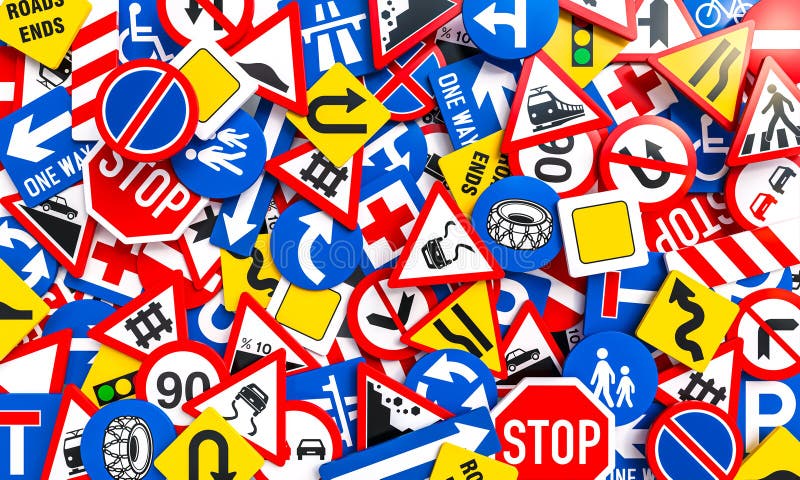 Many different road signs stock illustration. Illustration of ...