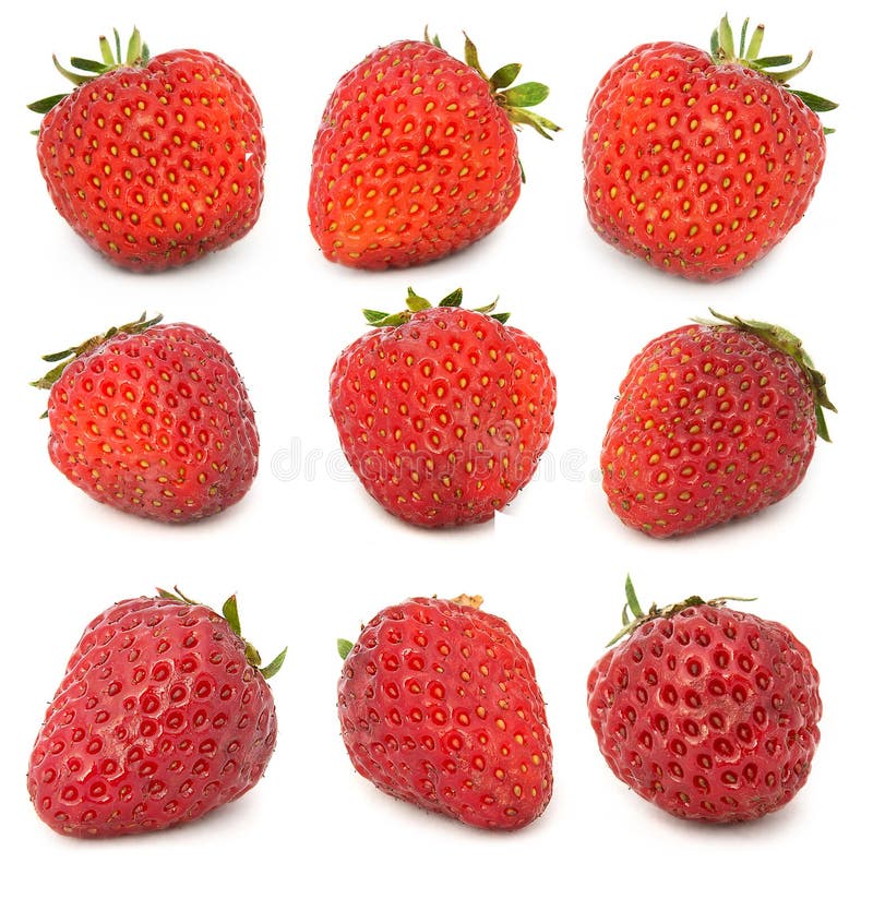 Many Different Sets of Strawberries on White Background, Isolate with ...