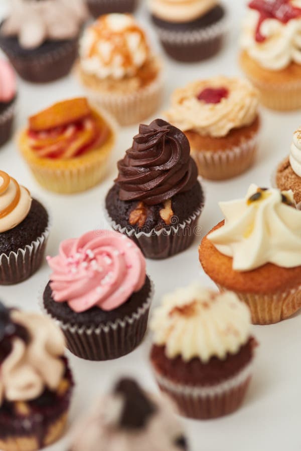 Many Different Cupcakes with Toppings and Decorations Stock Image ...
