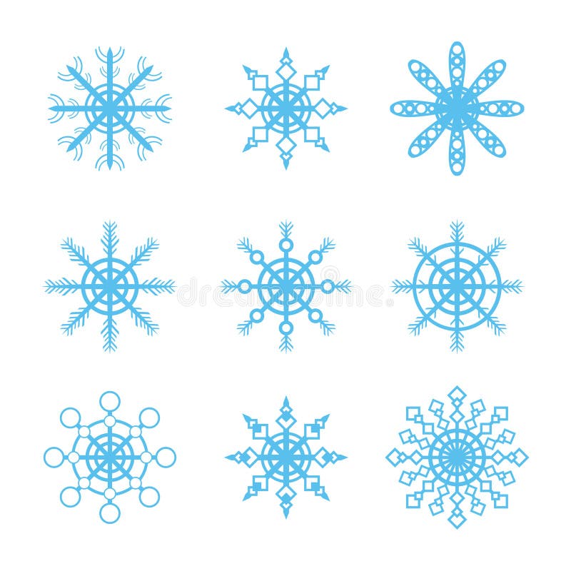 Many Different Snowflakes Icons Set Stock Illustration - Illustration ...