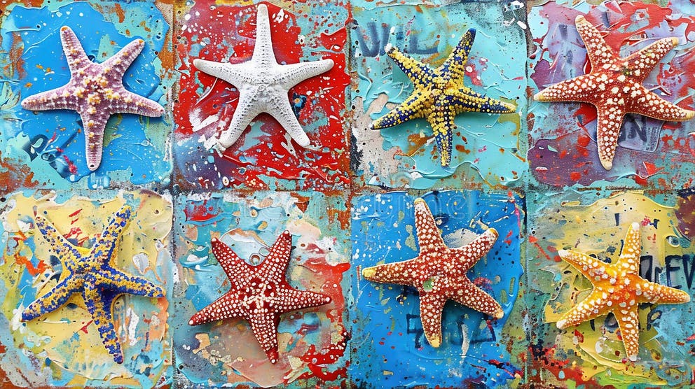 Many Different Starfish. Collage Stock Image - Image of sand, travel ...