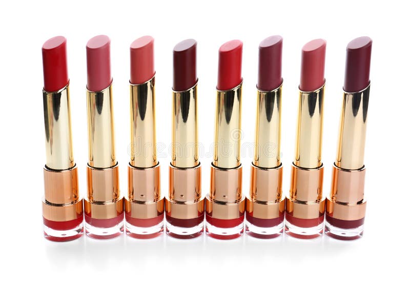 Many Different Stylish Lipsticks on White Stock Image - Image of ...