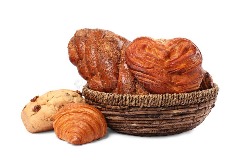 Many Different Tasty Pastries Isolated on White Stock Photo - Image of ...