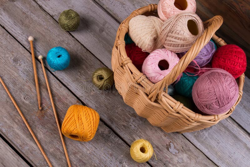Many Different Threads for Knitting and Needlework. Stock Image - Image ...