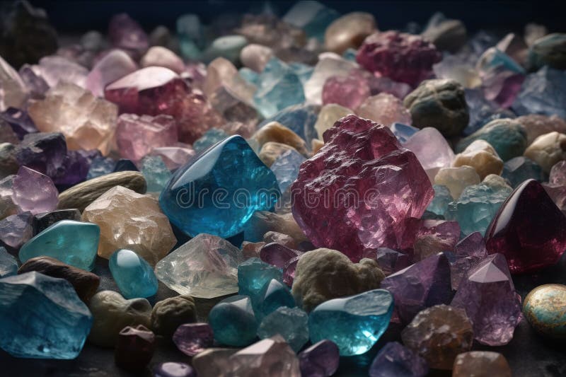 Many Different Types of Beautiful Gems. Stock Illustration ...