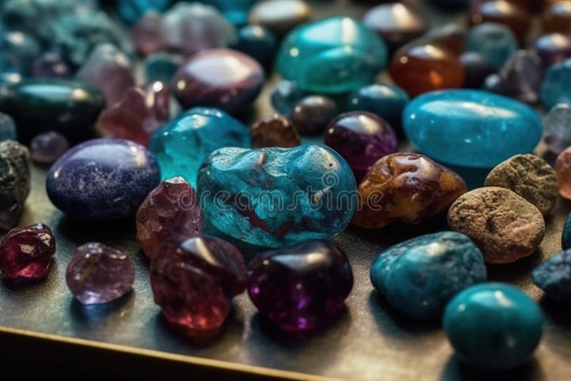Many Different Types of Beautiful Gems. Stock Illustration ...