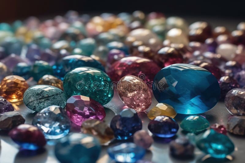 Many Different Types of Beautiful Gems. Stock Illustration ...
