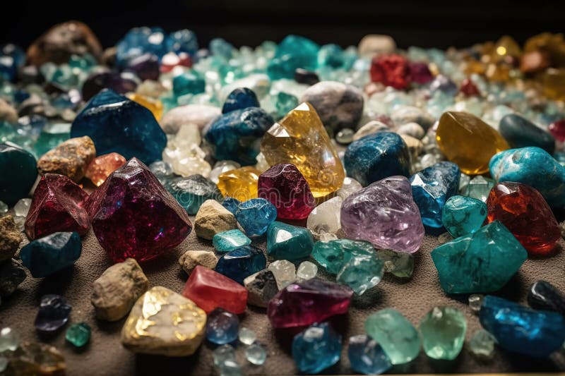 Many Different Types of Beautiful Gems. Stock Illustration ...