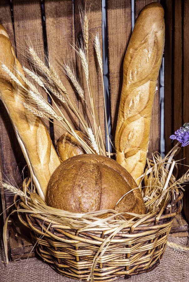 Many Different Types Bread Wholegrain Baguettes Wheat Ears Stock Photos ...