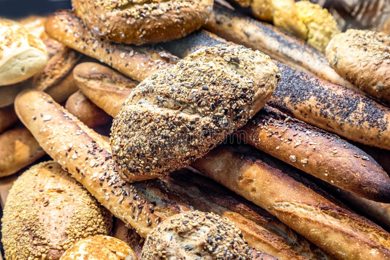 Many Different Types of Bread. Wholegrain, Round, Rolls and Loaves ...