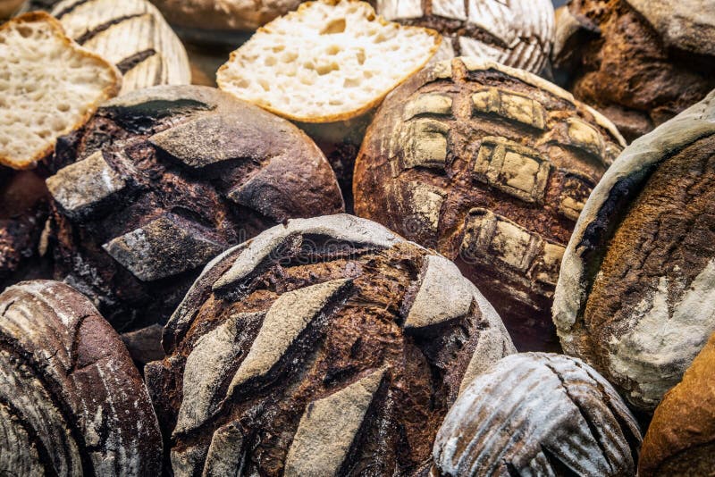 Different Types of Bread. Wholegrain, Round, Rolls and Loaves, with ...