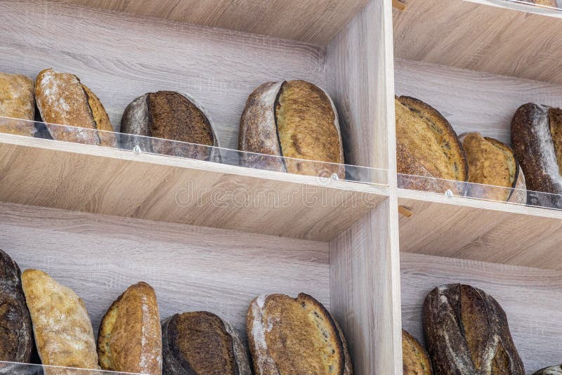 Many Different Types of Bread. Wholegrain, Round, Rolls Stock Photo ...