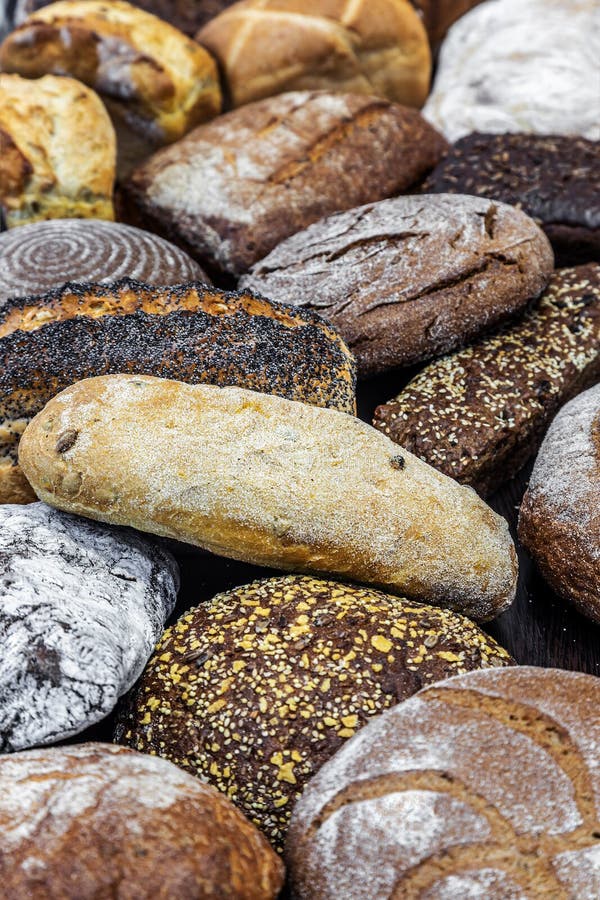 Many Different Types of Bread. Wholegrain, Round, Rolls and Loaves ...