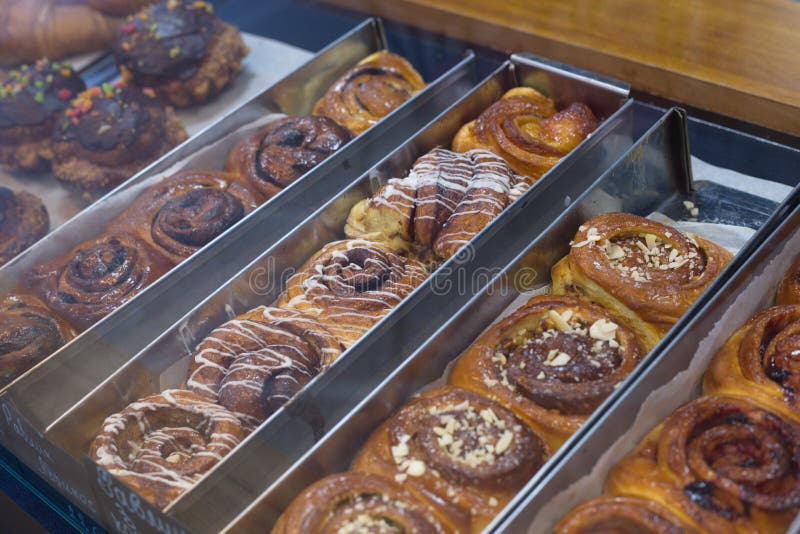 Many Different Types of Buns are Laid Out on the Wind. Stock Image ...