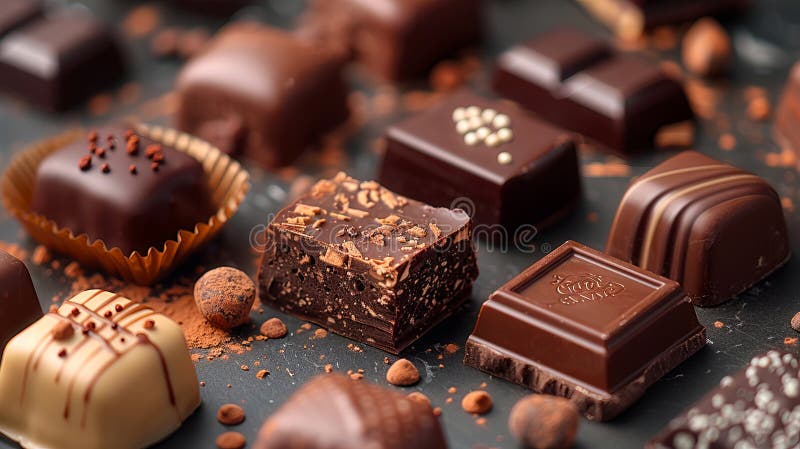Many Different Types of Chocolates are Shown Stock Illustration ...