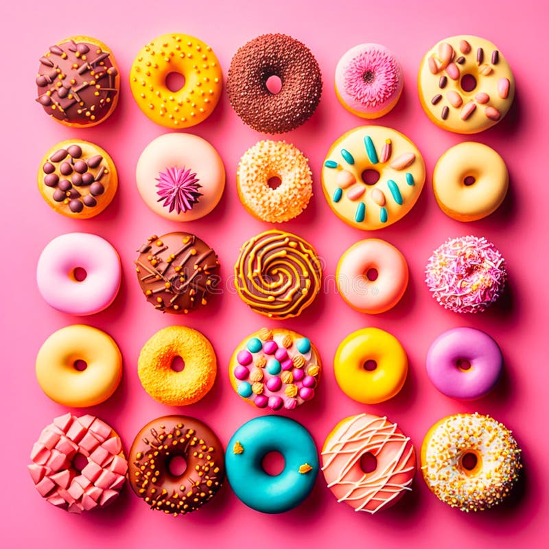 Many Different Types of Donuts, Generative AI Stock Illustration ...