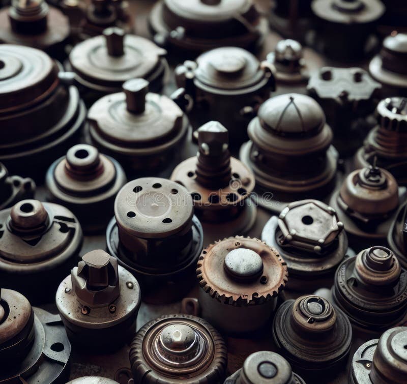 Many Different Types of Gears and Gears on the Table Stock Illustration ...