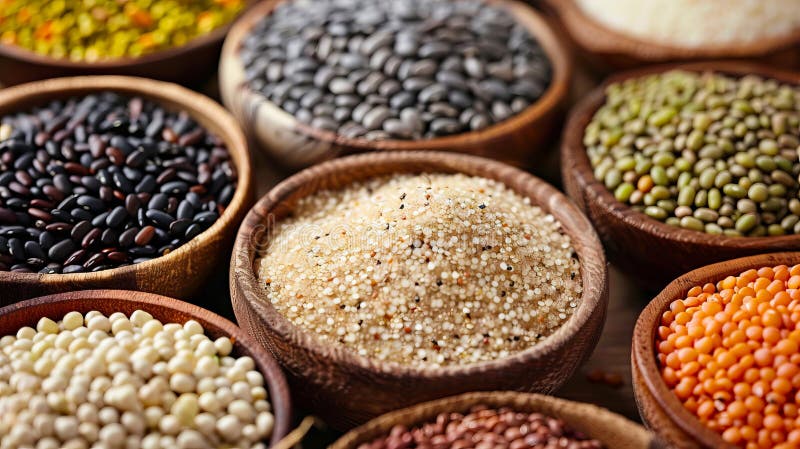 Many Different Types of Grains and Seeds in Bowls Stock Image - Image ...