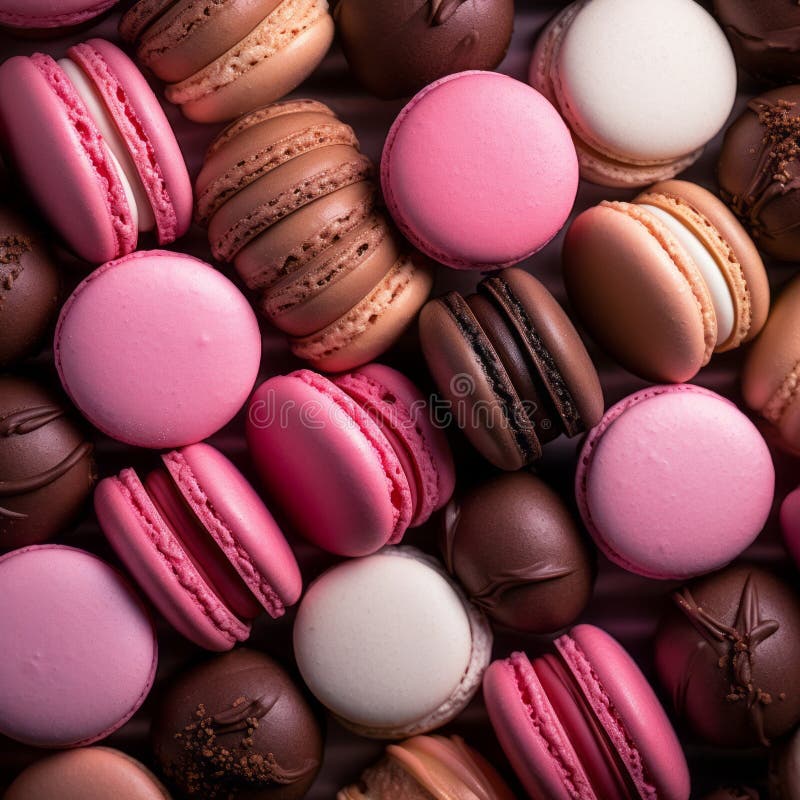 Many Different Types of Macarons are Arranged in a Pile Stock ...