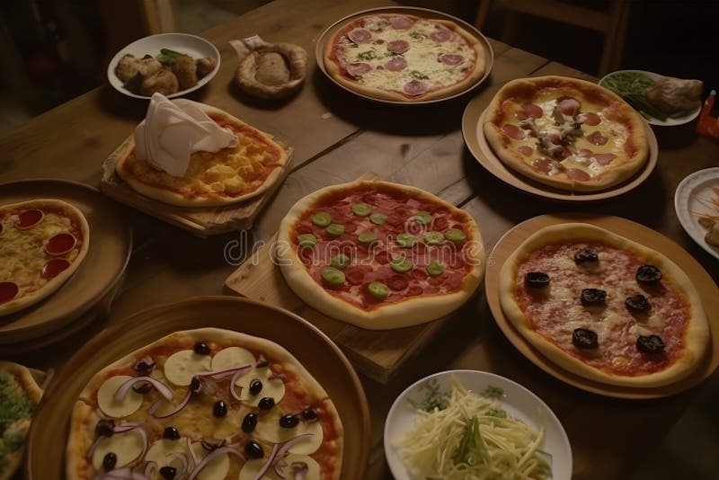 Many Different Types of Pizza. Neural Network AI Generated Stock ...