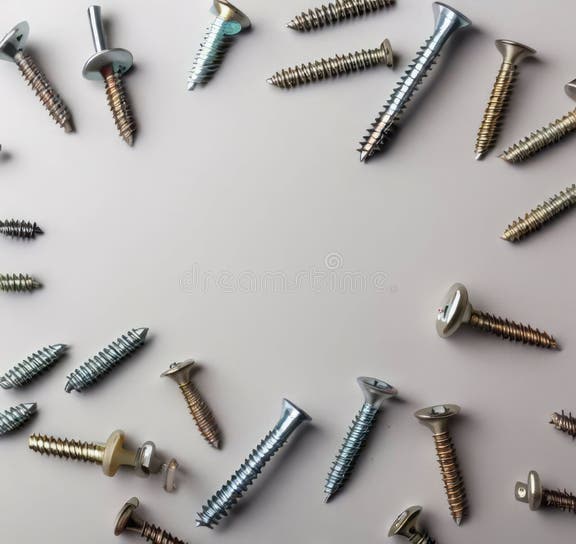Many Different Types of Screws Arranged in a Circle Stock Illustration ...