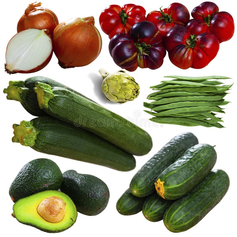 Many Different Types Vegetables Over White Background Stock Photos ...