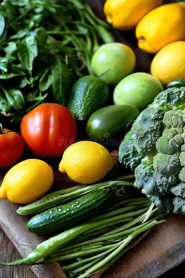 Many Different Types of Vegetables on the Table Stock Illustration ...