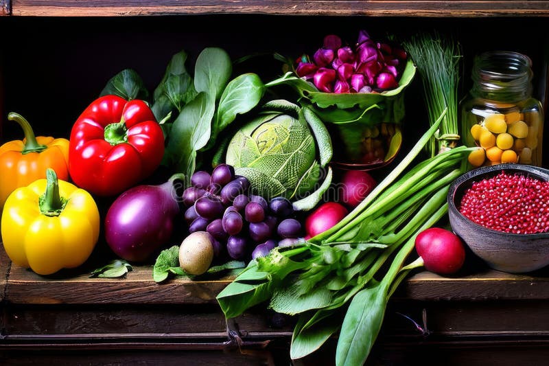 Many Different Types of Vegetables on the Table Stock Illustration ...