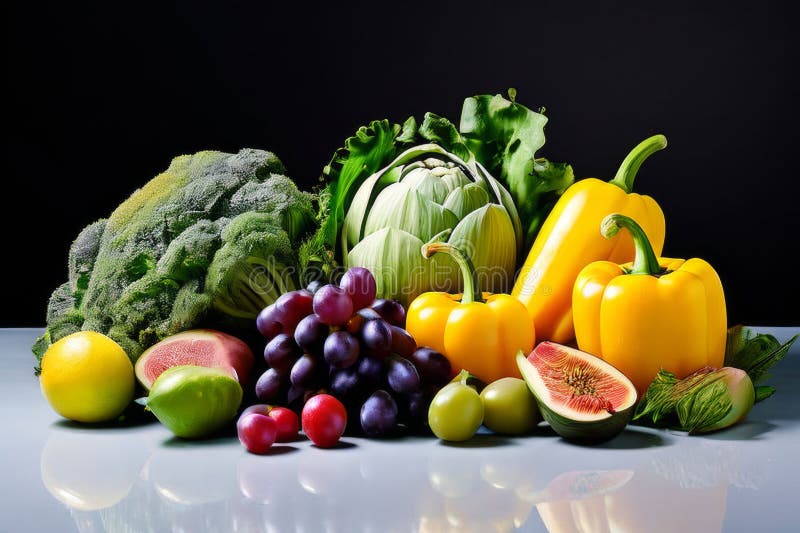 Many Different Types of Vegetables on the Table Stock Illustration ...