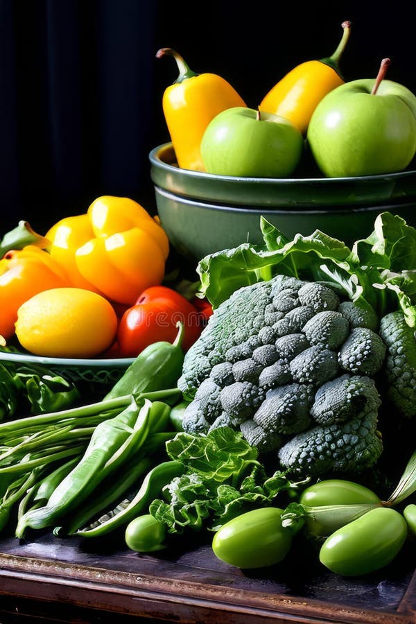 Many Different Types of Vegetables on the Table Stock Illustration ...