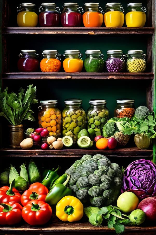 Many Different Types of Vegetables on the Table Stock Illustration ...