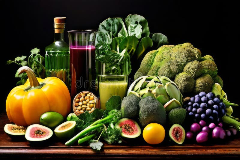 Many Different Types of Vegetables on the Table Stock Illustration ...