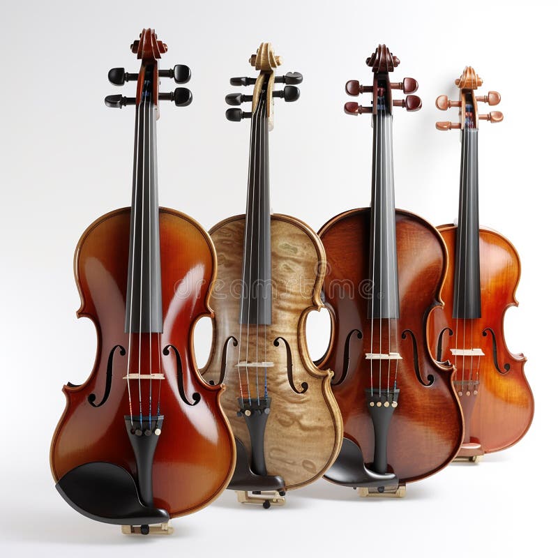 Many Different Violins Isolated on White, Beautiful Background with ...