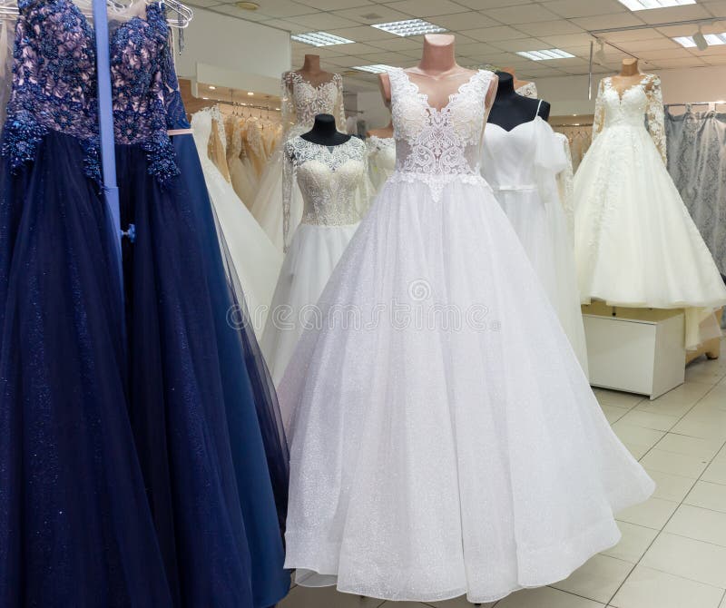 Many Different Wedding Dresses in the Bridal Shop Stock Image - Image ...
