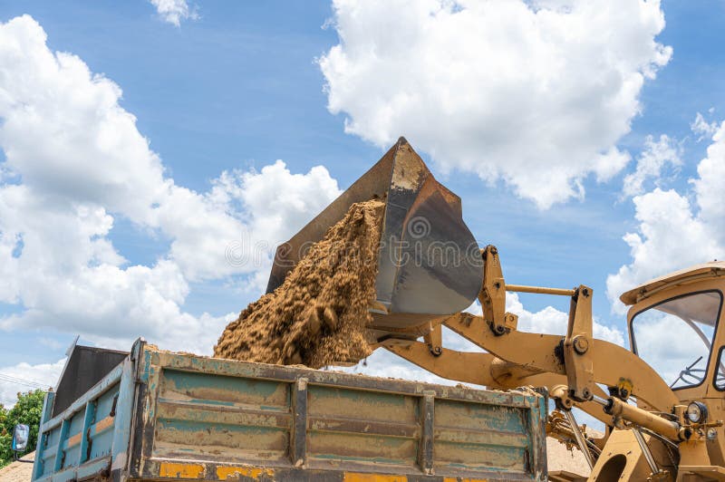Wheel Loader with Dump Truck Stock Image - Image of equipment ...